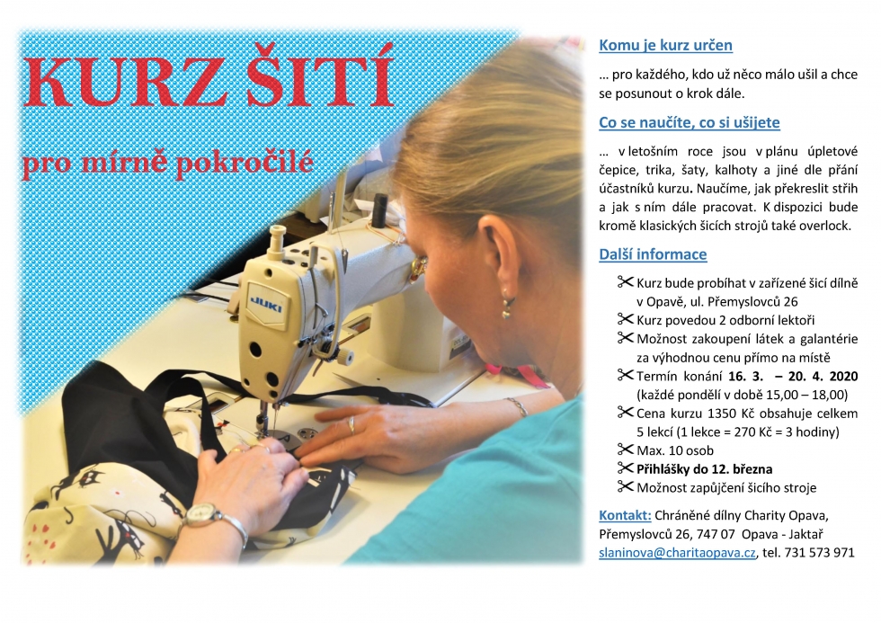 Chráněné dílny otevírají již třetí kurz šití pro začátečníky, přihlaste ... Chráněné dílny otevírají již třetí kurz šití pro začátečníky, přihlaste ...