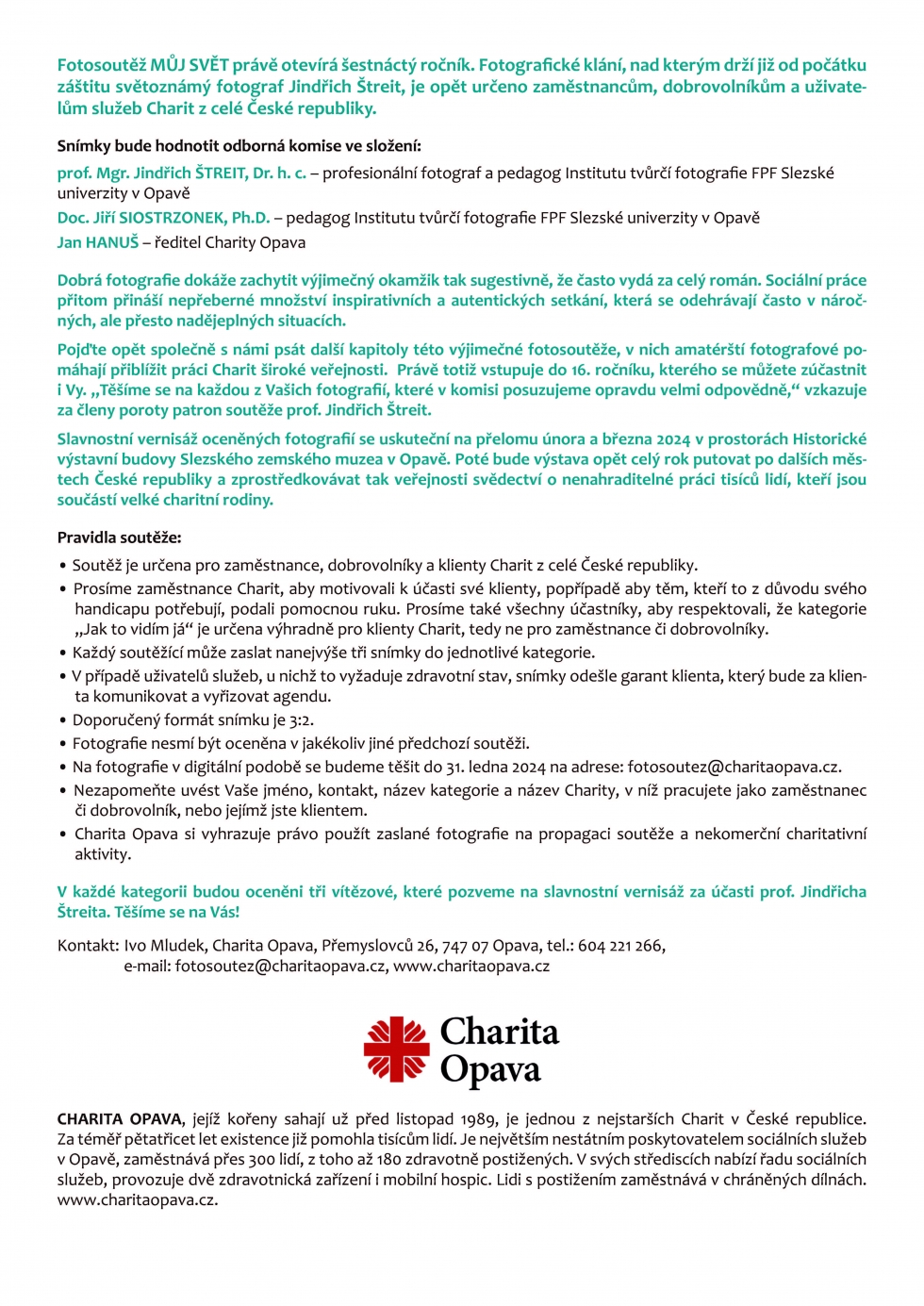 MŮJ SVĚT vstupuje do 16. ročníku, těšíme se na Vaše fotografie! | Charita Opava
